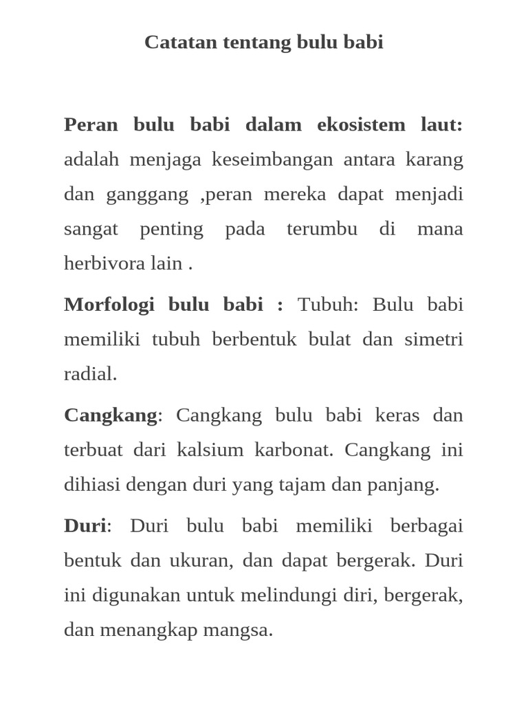 Catatan Tentang Bulu Babi | PDF