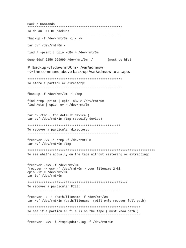 Fbackup and Frecover Commands | PDF | Backup | Computer File