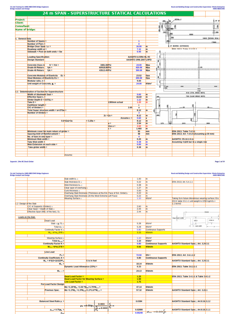 A-02 RC Deck Girder 24m Span | PDF | Bridge | Young's Modulus