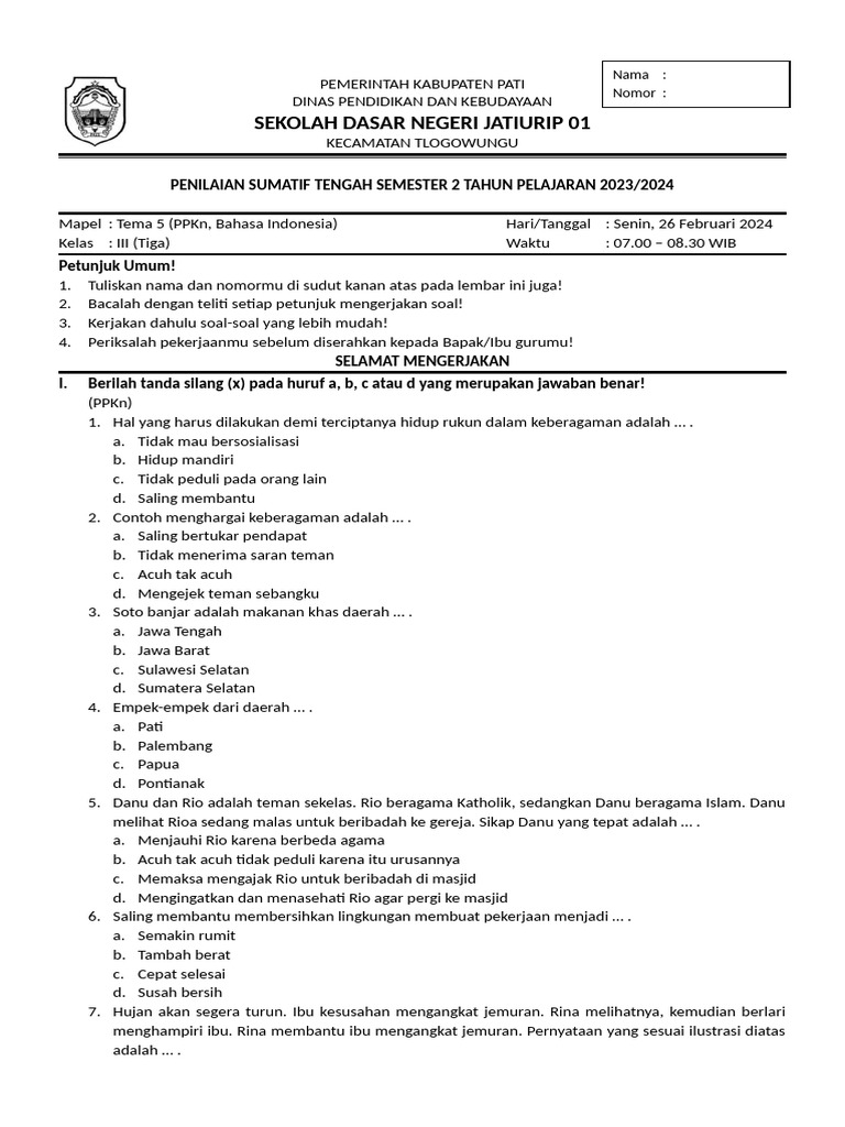 Soal Psts 2 Kelas 3 Pdf