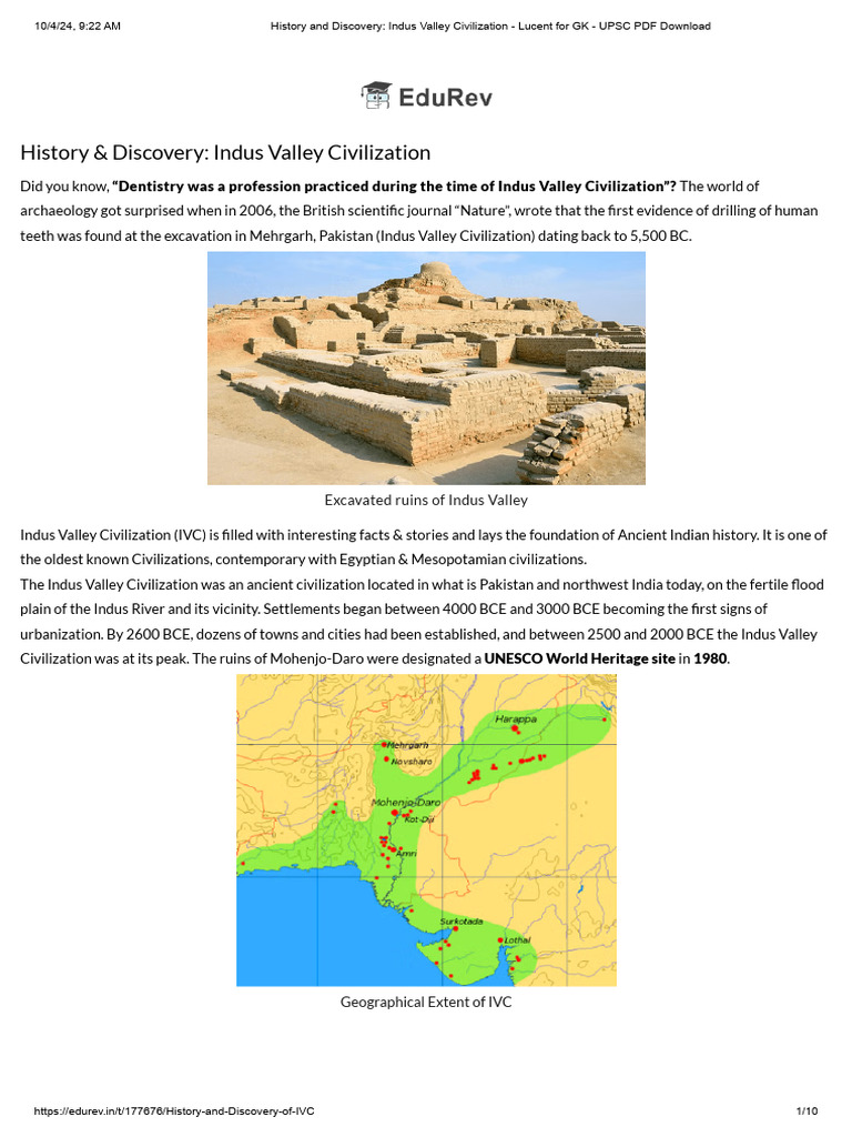 Indus Valley Civilization Overview | PDF
