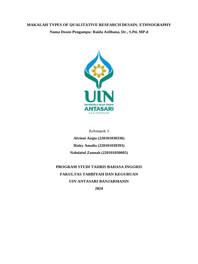 Makalah Kel 3 Ethnography | PDF | Ethnography | Science