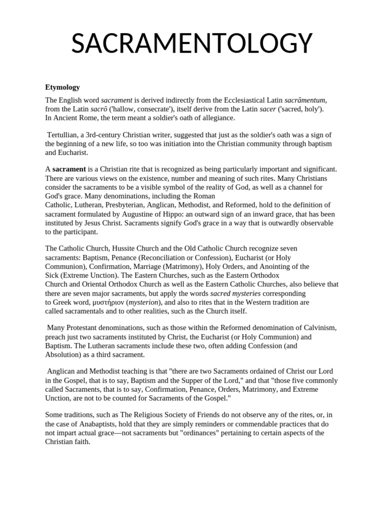 Sacramentology | PDF | Sacraments | Eucharist