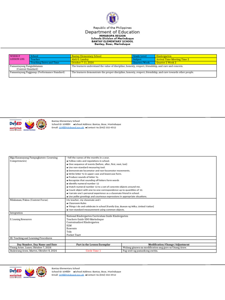 QUARTER-2-WEEK-2-MATATAG-DLL | PDF | Learning | Behavior Modification
