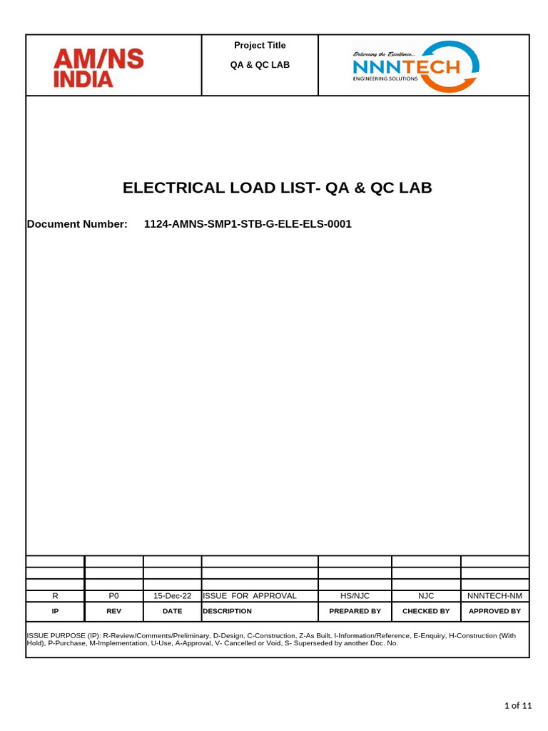 1124 Amns SMP1 STB G Ele Els 0001 - P0 - 17.12.22 | PDF | Electric ...