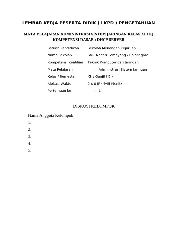 LKPD - DHCP SERVER | PDF