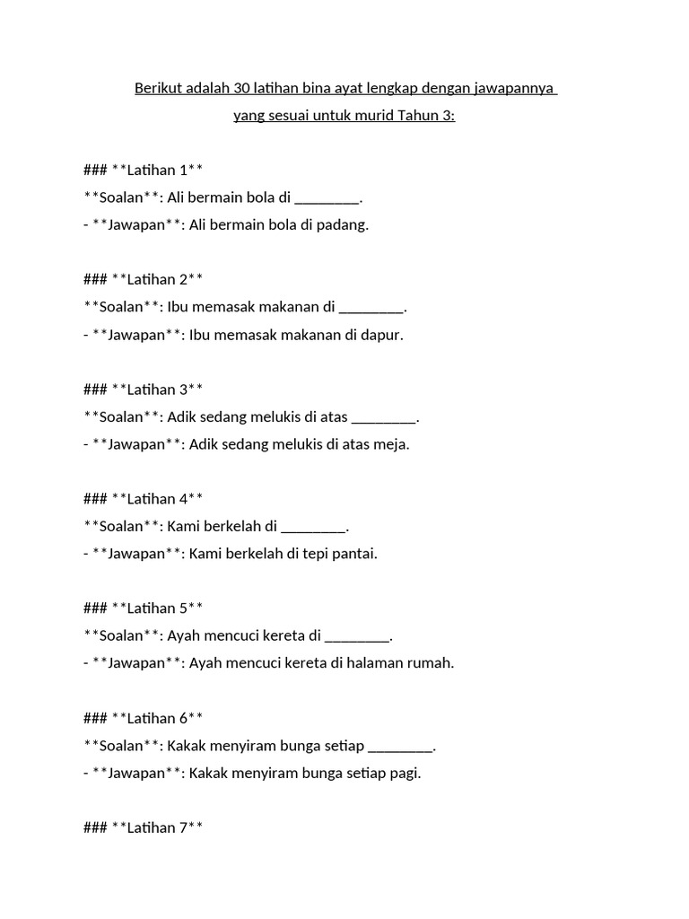 Latihan Bina Ayat bmt3 | PDF