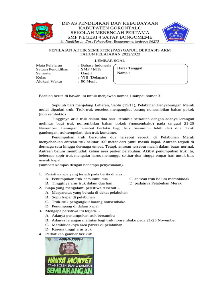 soal kelas viii akam fix | PDF