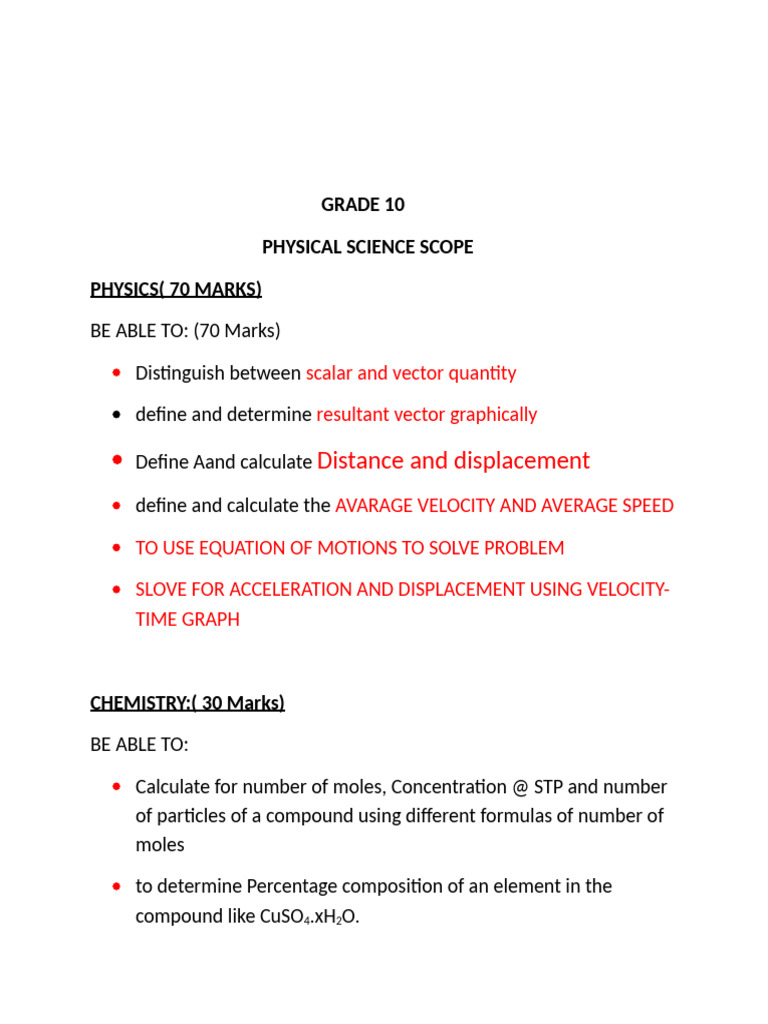 Grade 10 Scope | PDF | Science & Mathematics