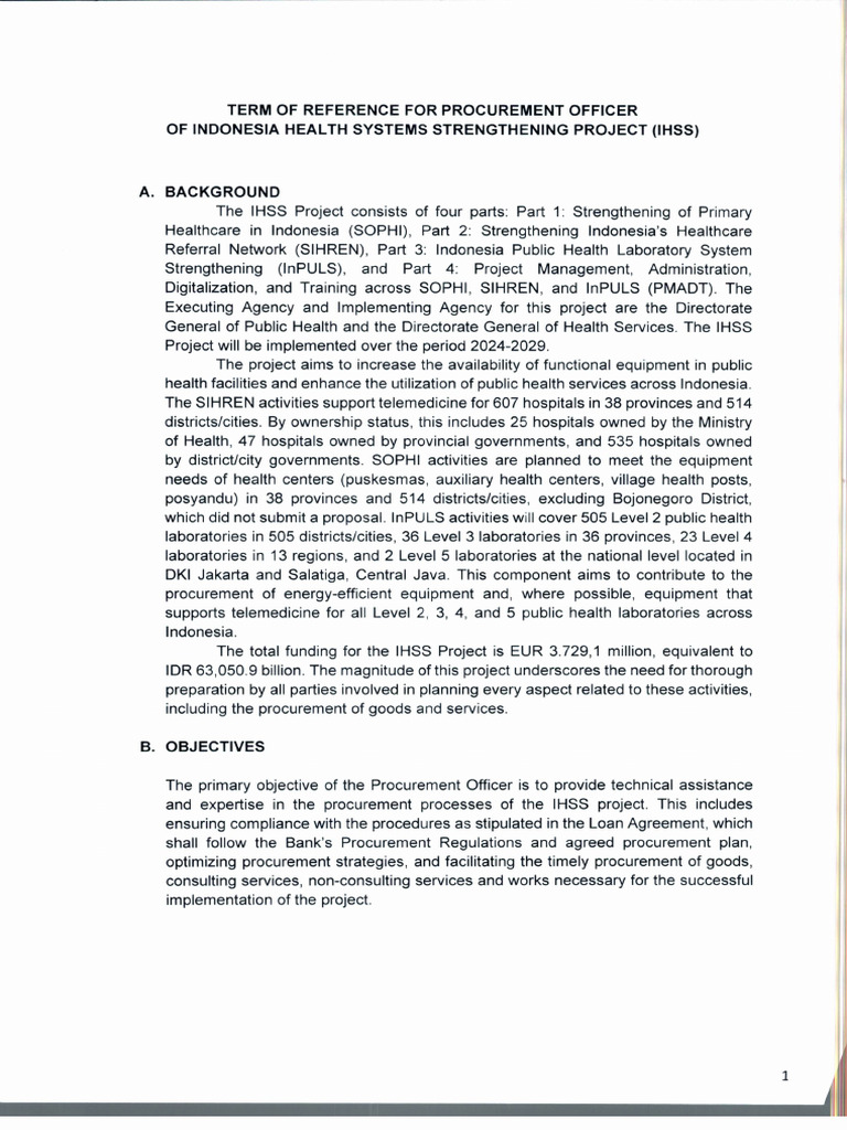 TOR Procurement Officer | PDF