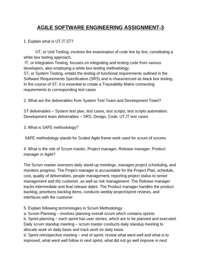 Agile Software Engineering Assignment-3 | PDF | Scrum (Software Development) | Software ...