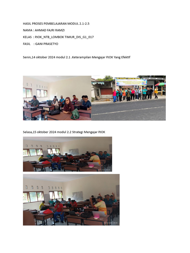 Hasil Proses Pembelajaran Modul PKG Pjok | PDF