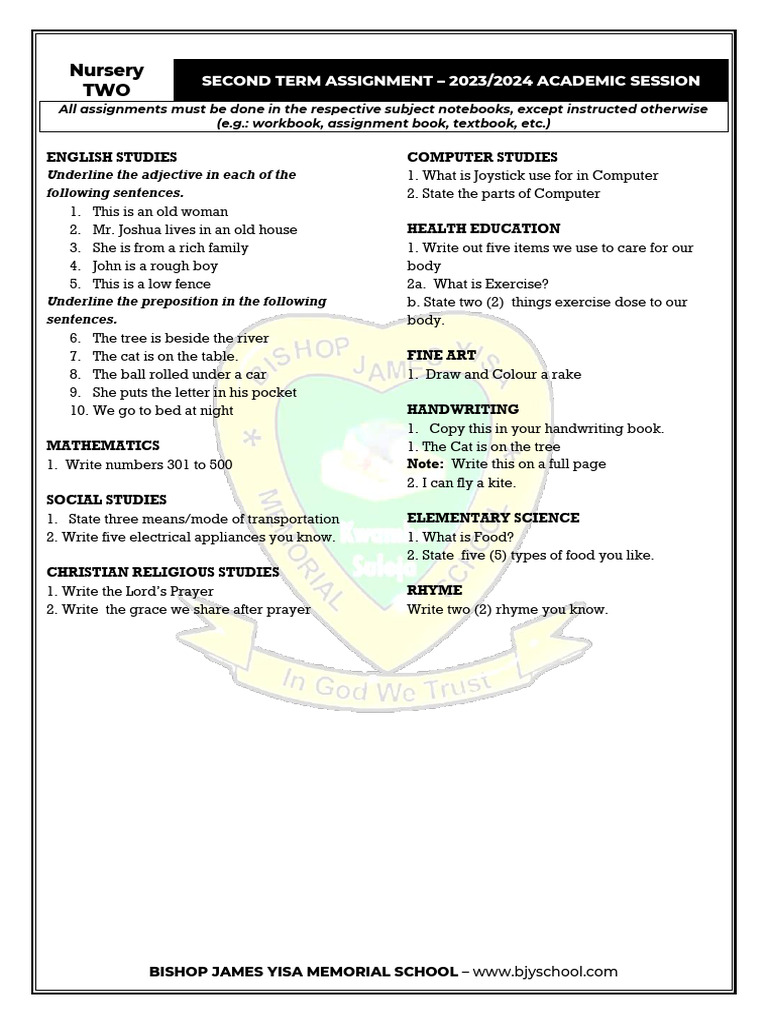 Second Term Assignments 2023/24 | PDF