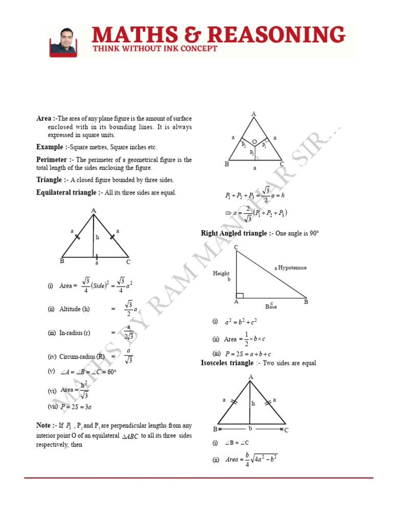 Mensuration Formula | PDF | Area | Triangle