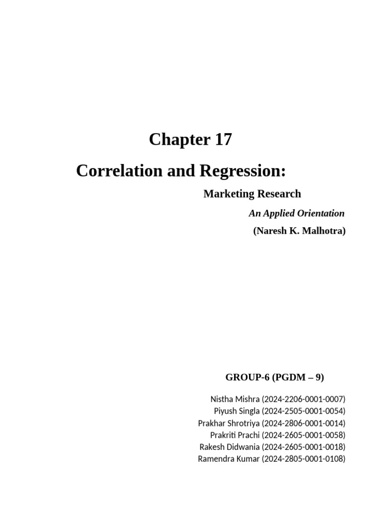 Chapter 17 Research Methodology Group 6 (PGDM 9) | PDF | Linear Regression | Regression Analysis