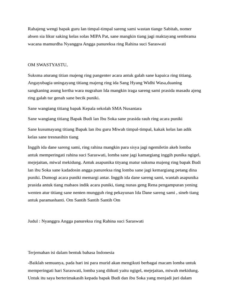 Teks Bahasa Bali | PDF