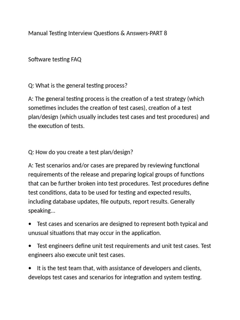 Manual Testing Interview Questions And Answers Part8 Pdf Software Testing Software Bug