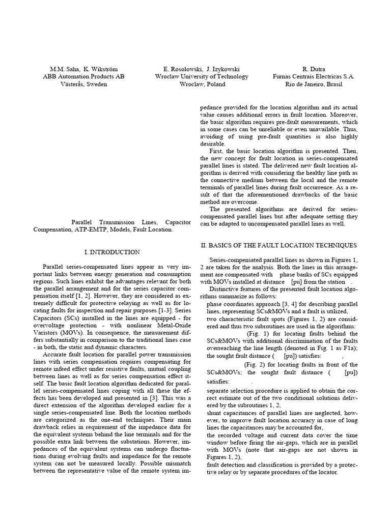 Analysis Of Fault Location Algorithms Pdf Applied Mathematics
