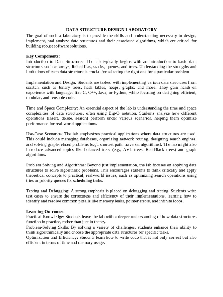 Data Structure Design Laboratory | PDF | Data Structure | Data