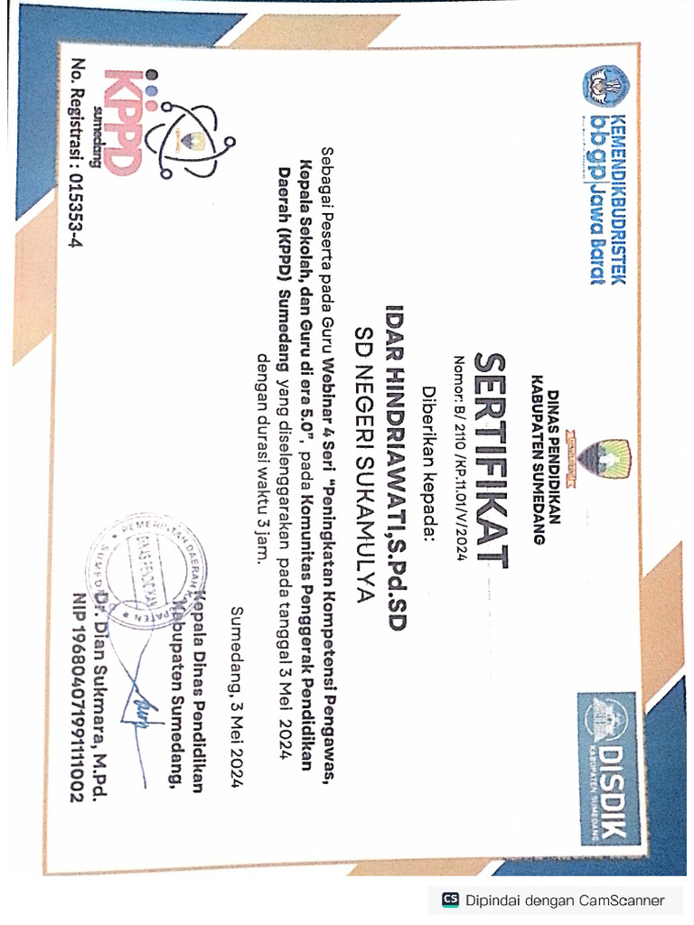 Sertifikat KPPD Ibu Idar S.PD | PDF