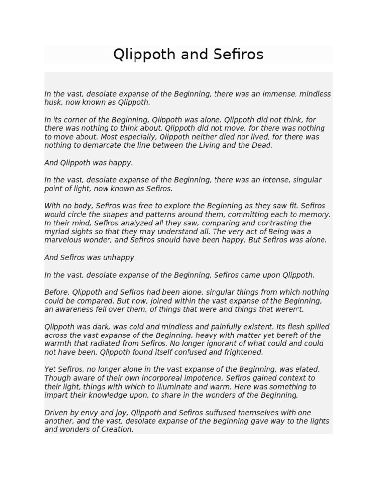 Qlippoth Và Sefiros | PDF | Matter
