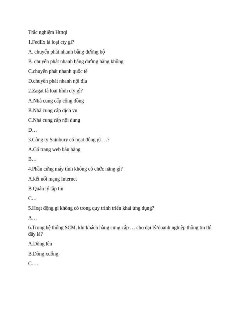 Trắc nghiệm Htttql | PDF