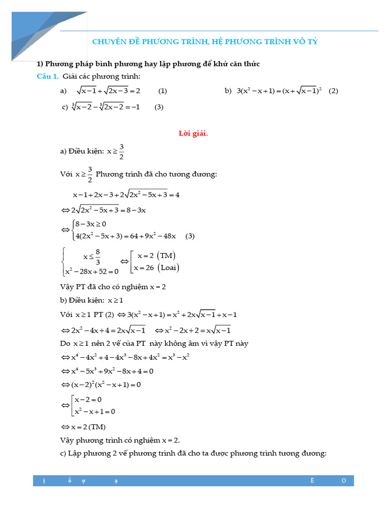 Chuyên đề tp, hpt vô tỷ | PDF