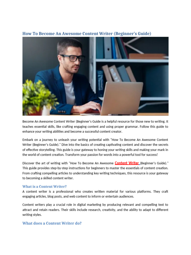 How To Become An Awesome Content Writer | PDF | Search Engine Optimization | Creativity