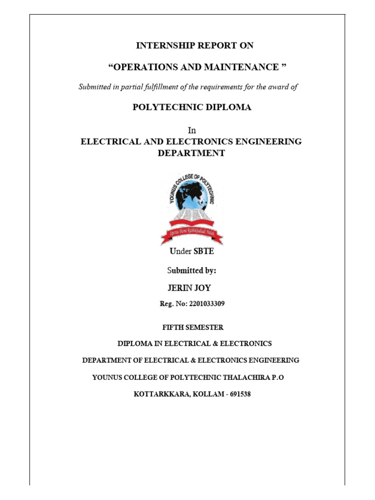 Intership Report - Jerin Joy | PDF | Ac Power Plugs And Sockets ...
