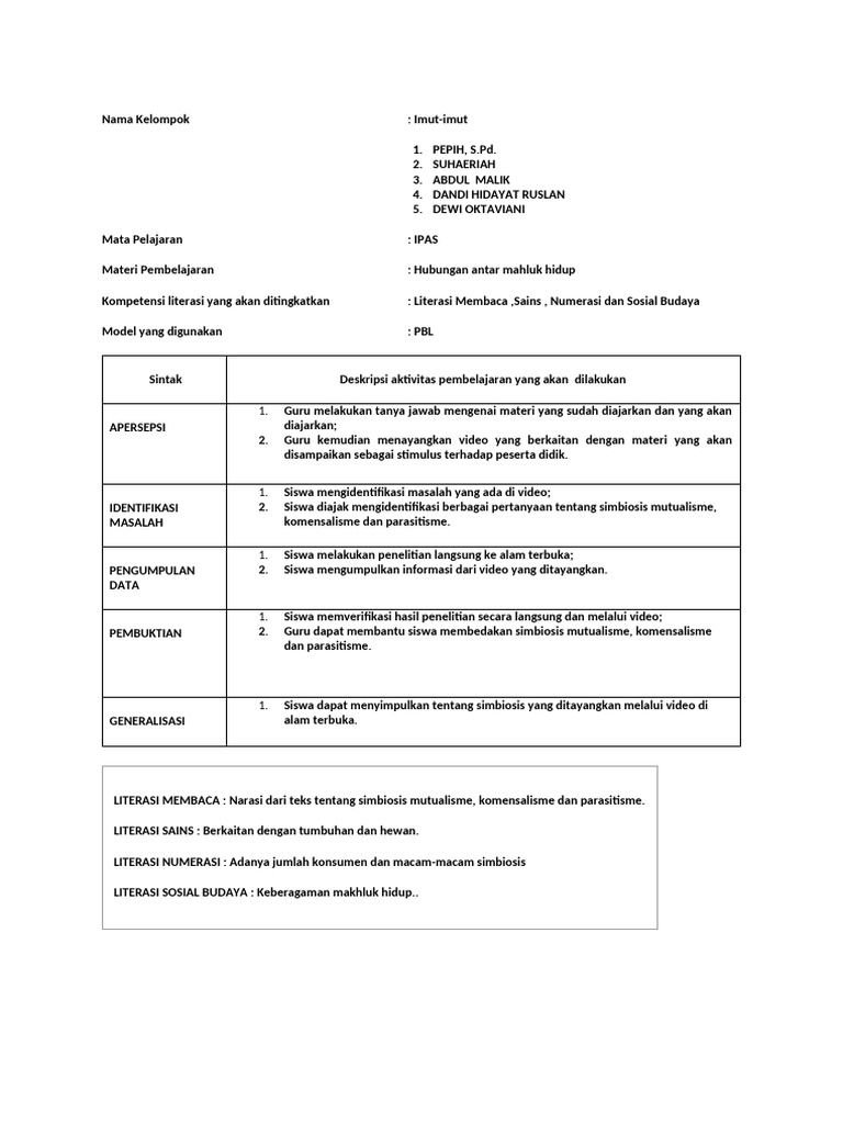 Contoh LK Model Pembelajaran | PDF | Sains & Matematika