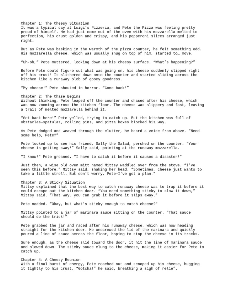 Pete the Pizza and the Great Cheese Chase | PDF | Pizza