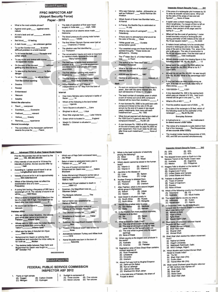 ASF Inspector Past Papers & Resources | PDF