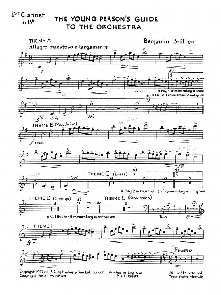 Britten Young Person's Guide Clarinet 1 Part | PDF