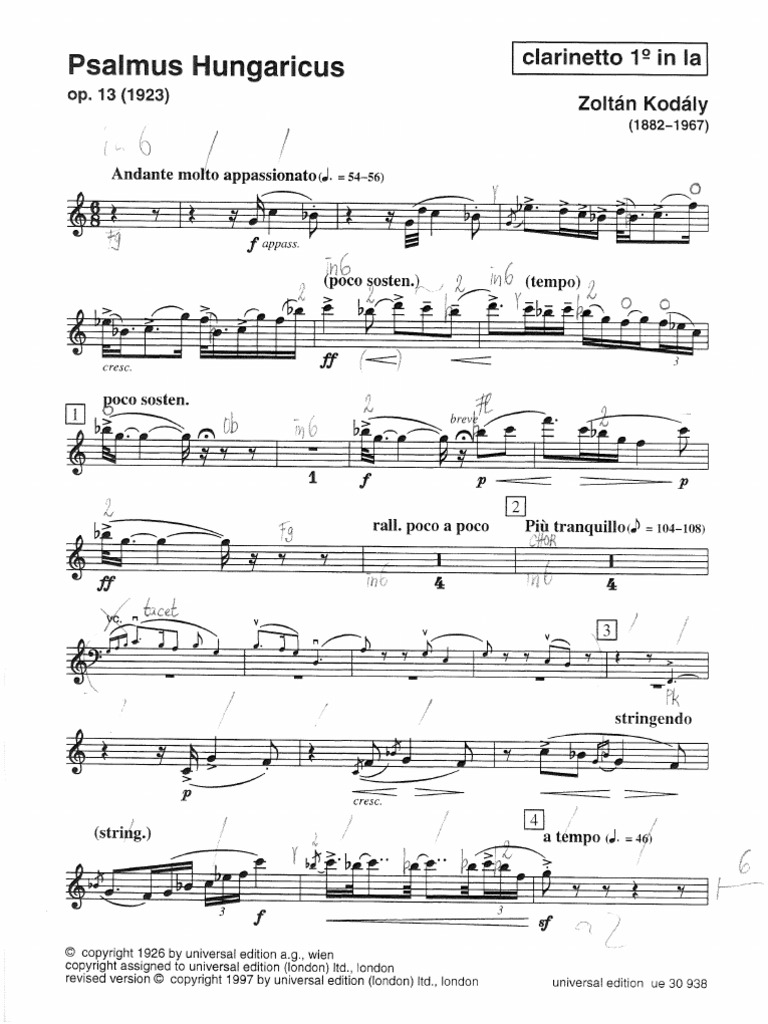 Kodaly Psalmus Hungaricus Clarinet 1 Part | PDF Kodaly Psalmus Hungaricus Clarinet 1 Part | PDF