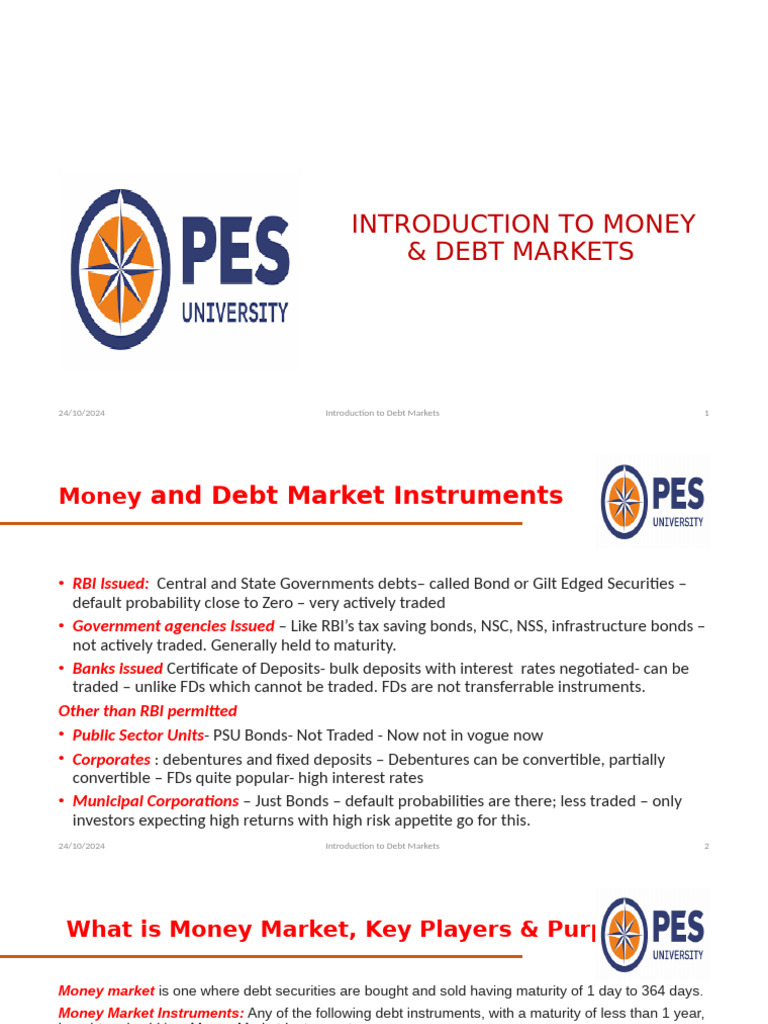 INtroduction To Money and Debt Market | PDF | Interest Rates | Bonds ...