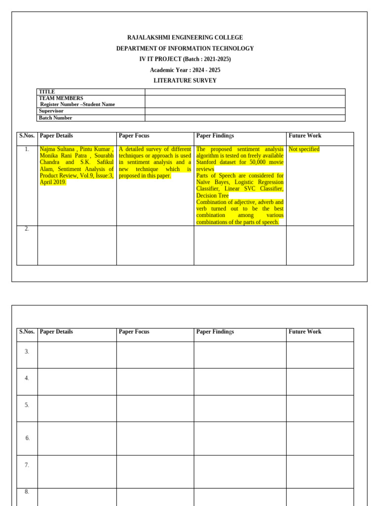 Literature Survey-Format | PDF
