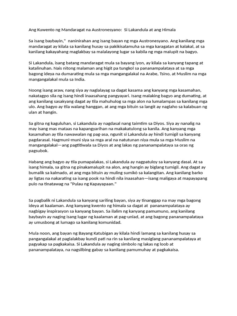 Ang Kuwento NG Mandaragat Na Austronesyano | PDF