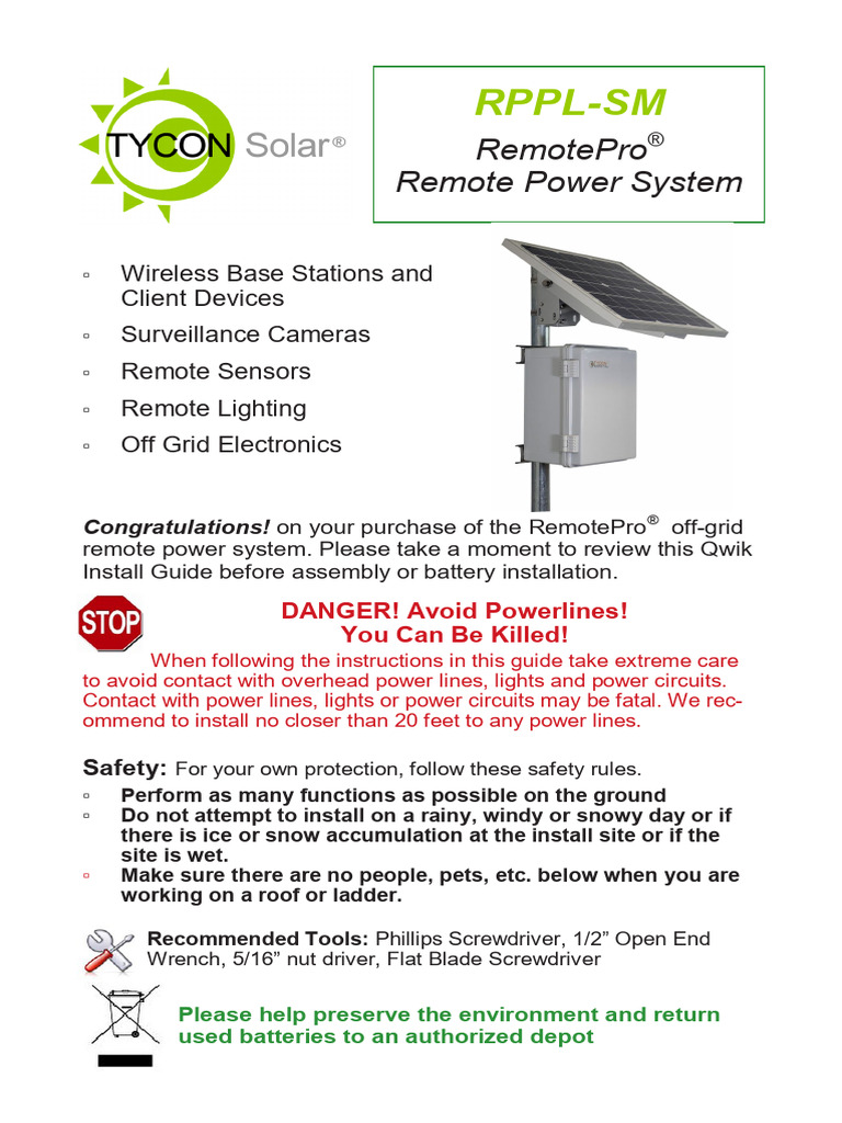 RPPL-SM 11x7x6 Encl, Quick Install Guide | PDF | Battery Charger | Electrical Engineering