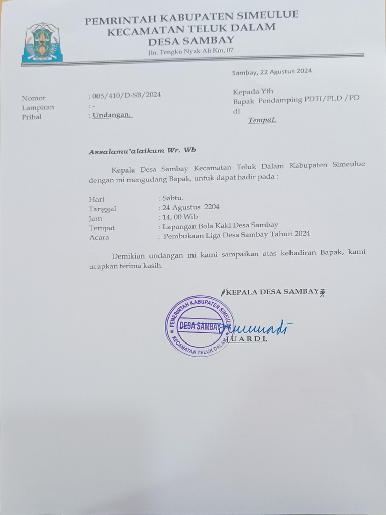 Undangan Liga Desa (PD, PLD, PDTI) | PDF