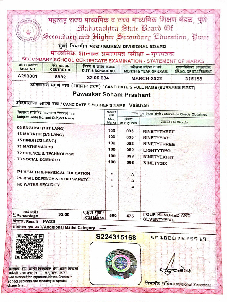 SSC Marksheet. | PDF