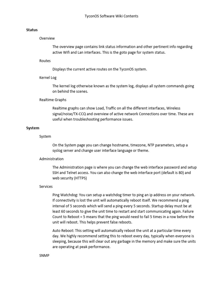 TyconOS Wiki Outline | PDF | Ieee 802.11 | Computer Network