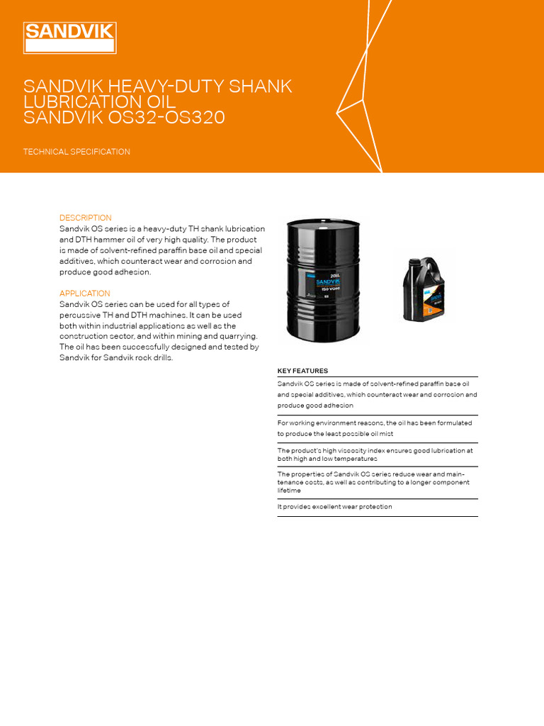 Sandvik OS320 Heavy-Duty Lubrication Oil | PDF | Lubricant | Wear