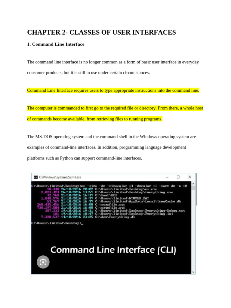 Chapter 2 Types Of Interfaces Lecturer Pdf Graphical User Interfaces Command Line Interface