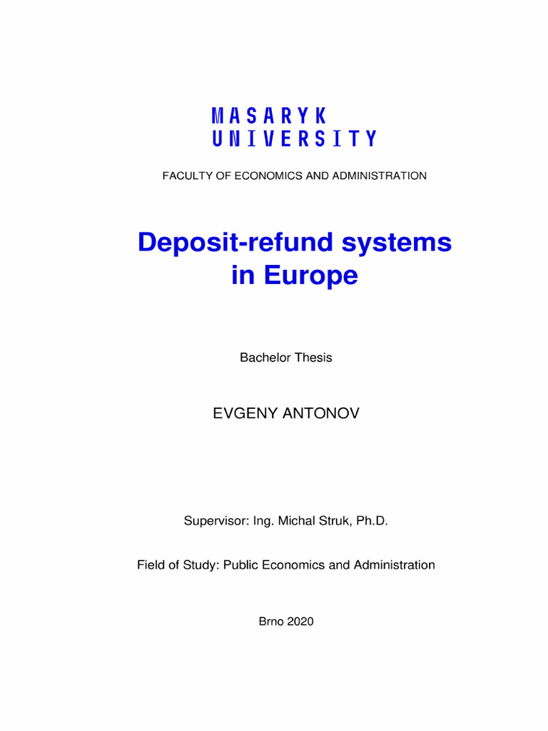 Deposit-Refund Systems in Europe Antonov Evgeny Archive | PDF