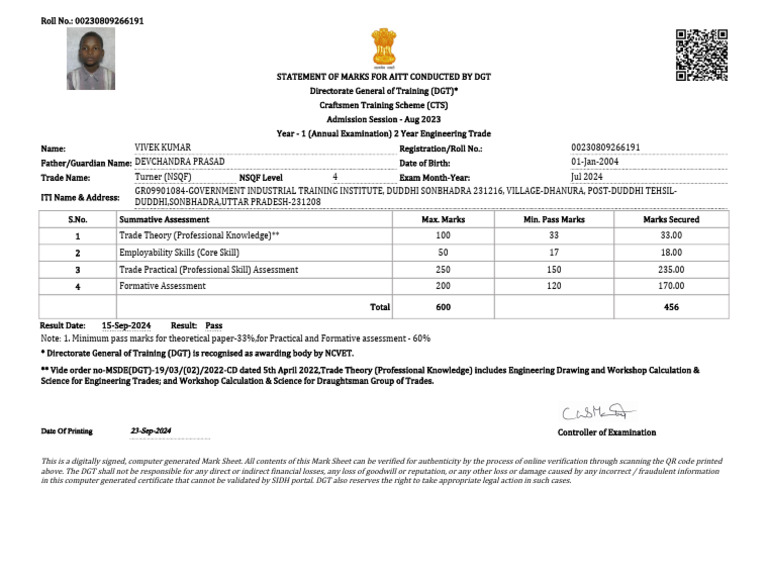 Date of Printing: Digitally Signed by DS Directorate General of ...
