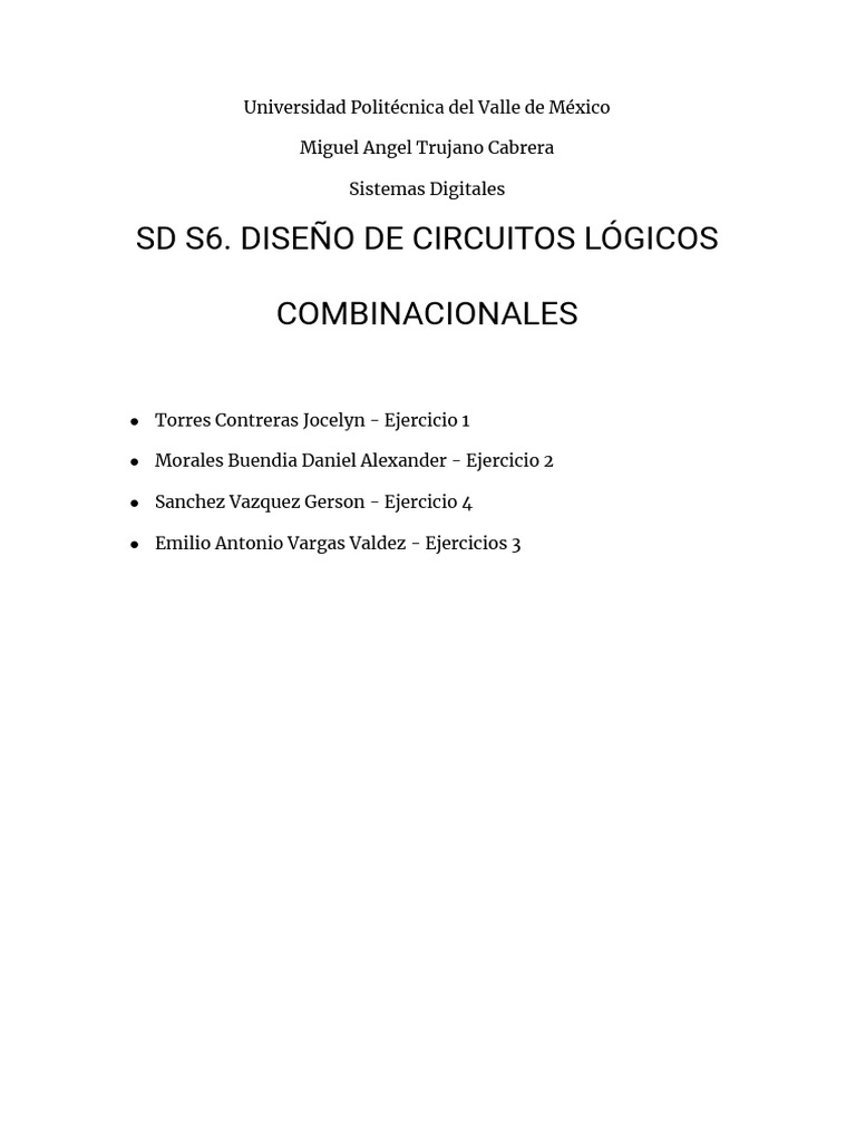 SD S6 Diseño de Circuitos Logicos Combinacionales | PDF | Álgebra de Boole | Enseñanza de matemática