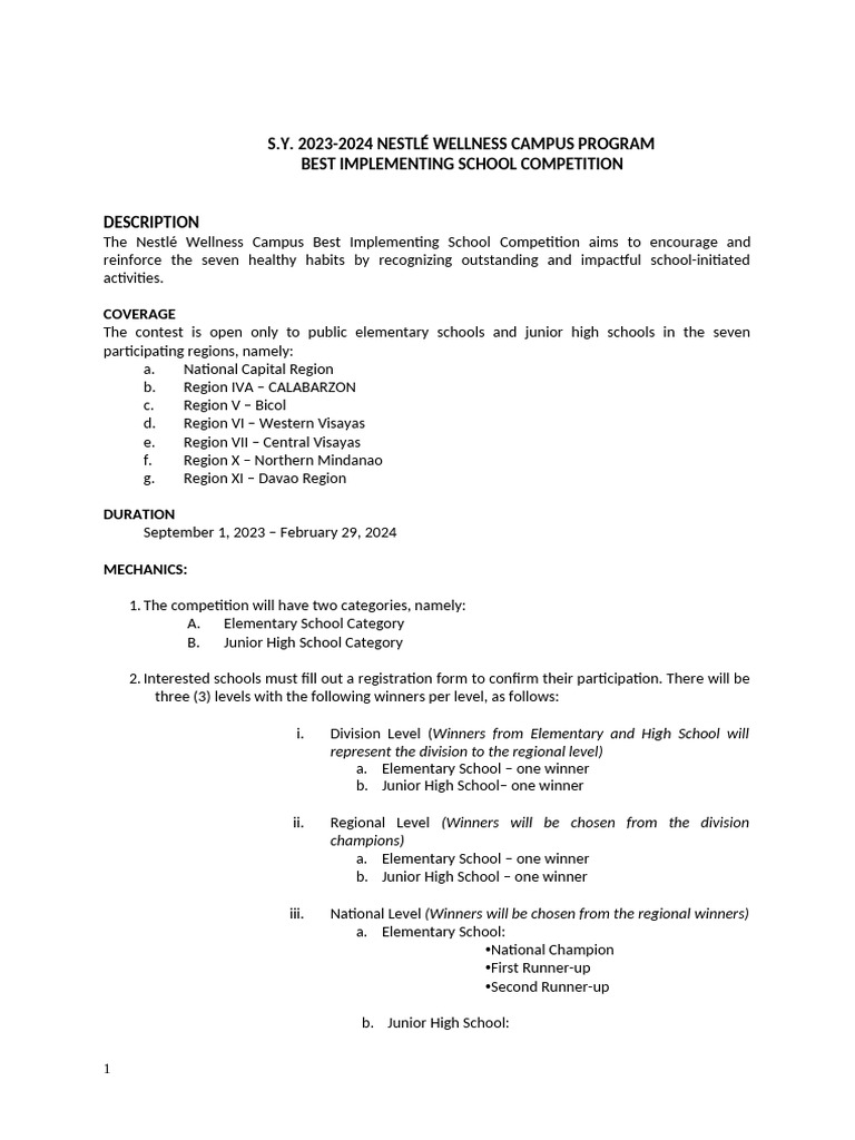 Best Implementing School Competition - FINAL 1 | PDF | Business