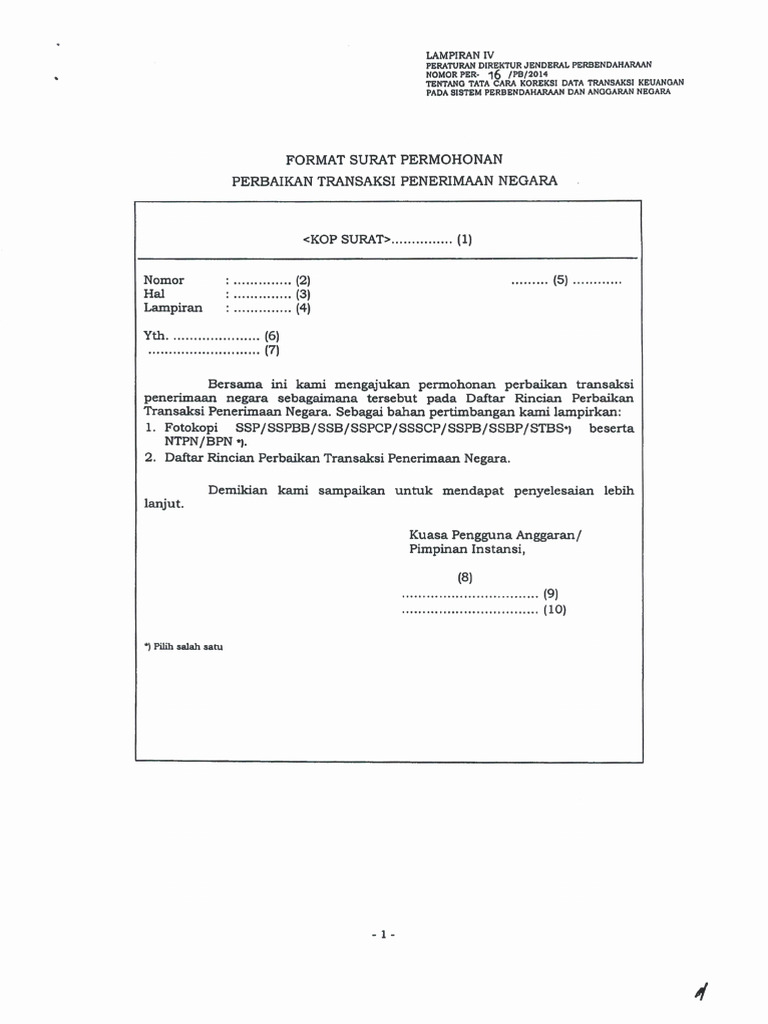 Form Perbaikan Transaksi Penerimaan Negara | PDF