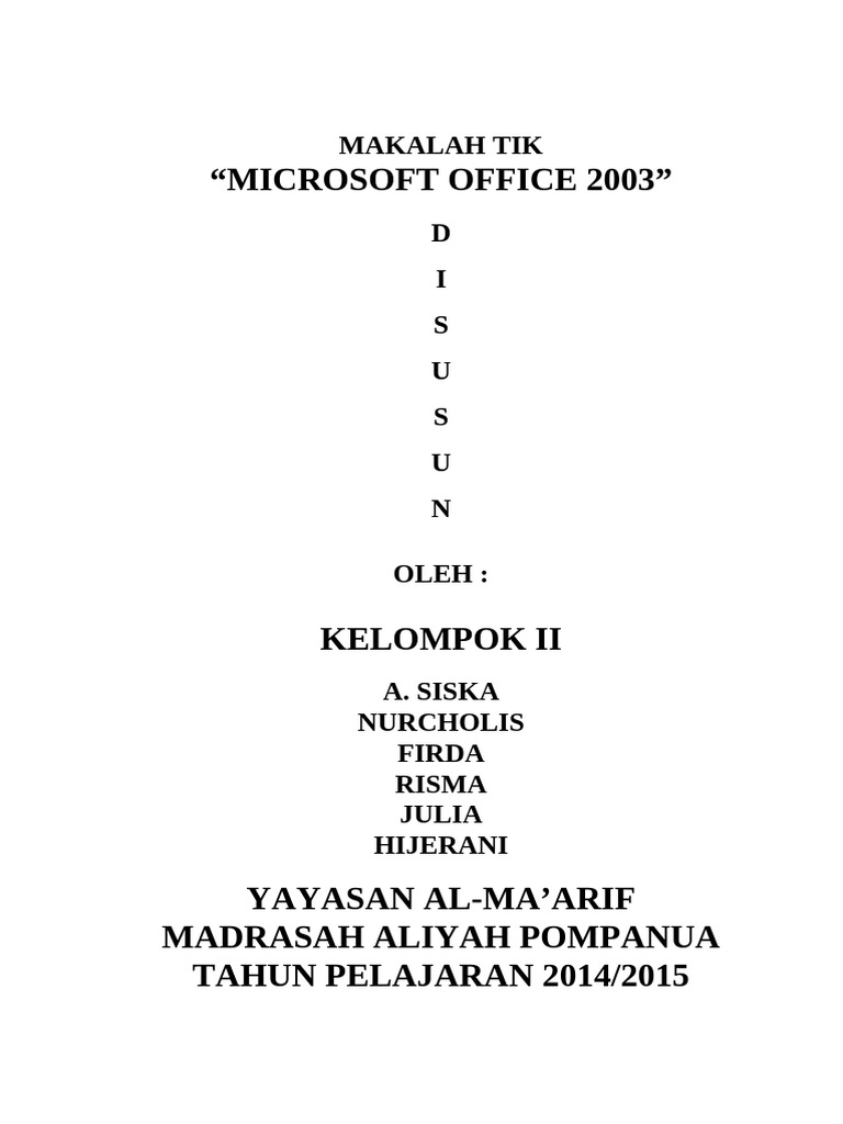Makalah Microsoft Office 2003 | PDF | Seni | Komputer