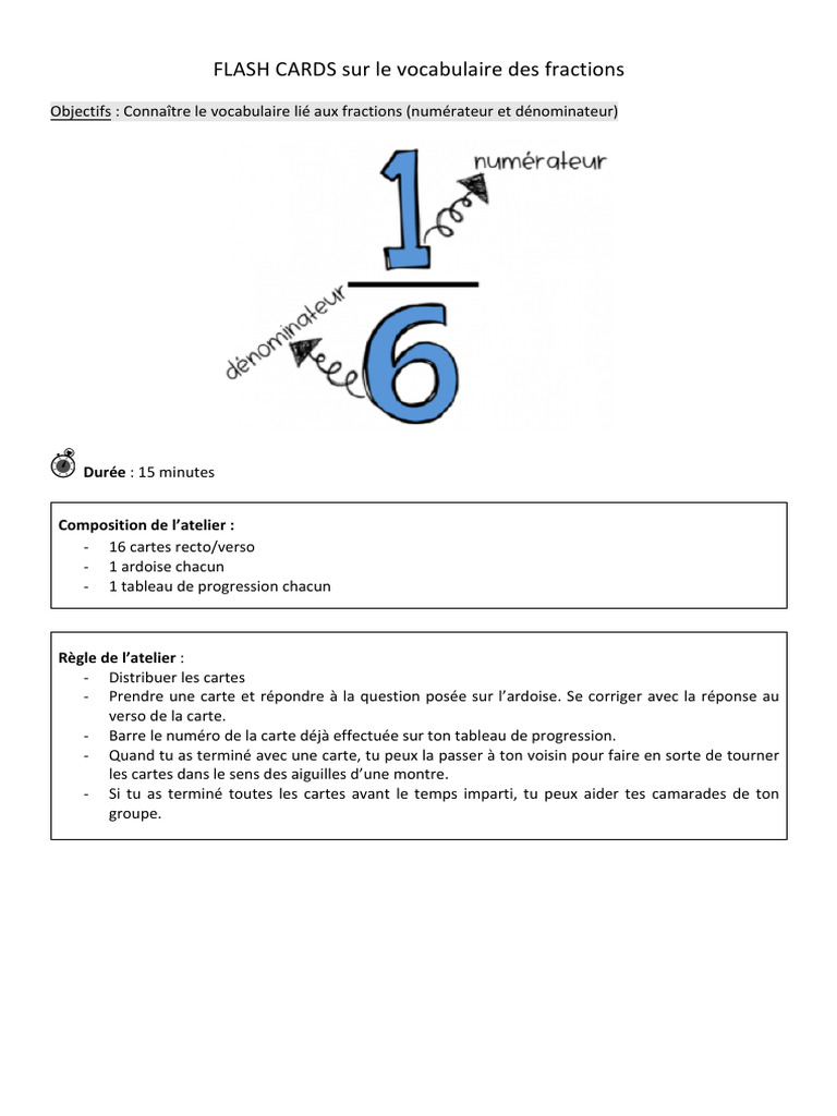 FC - Vocabulaire Des Fractions | PDF